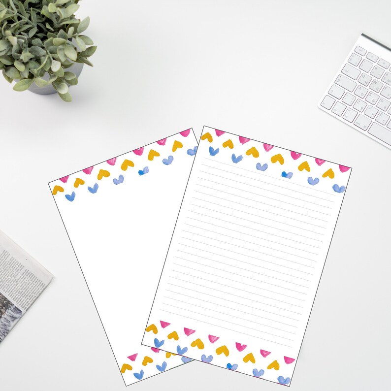 Minimalist Whimsical Heart Printable Letter Writing Paper, 8.5x11 ...
