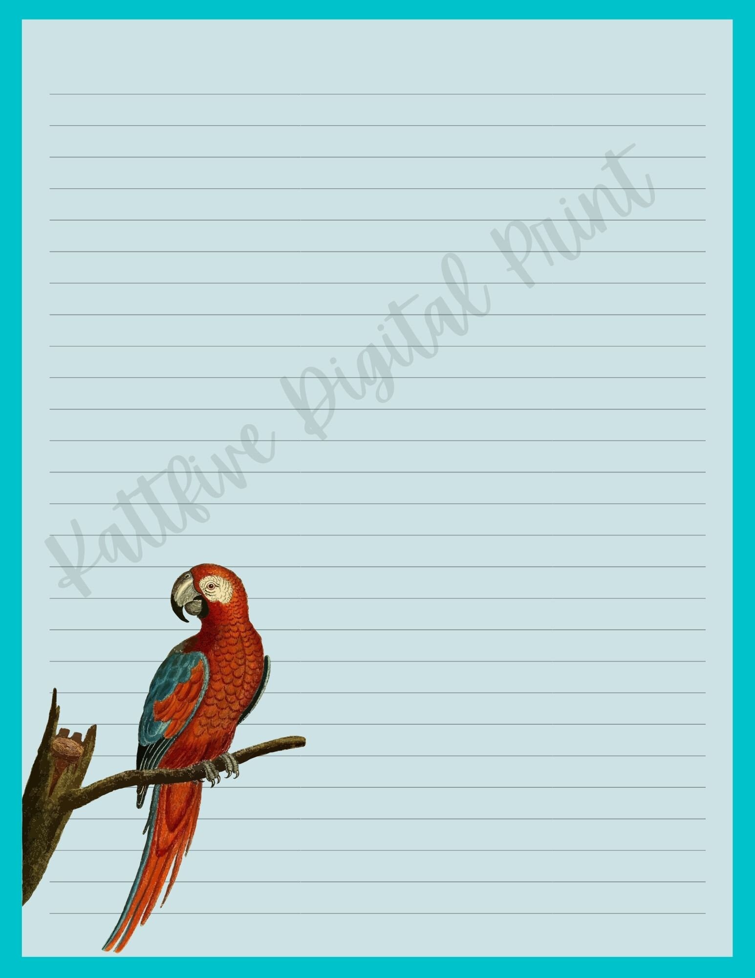 Minimalist Bird Lined Printable Letter Writing Paper, 8.5x11, Lined ...