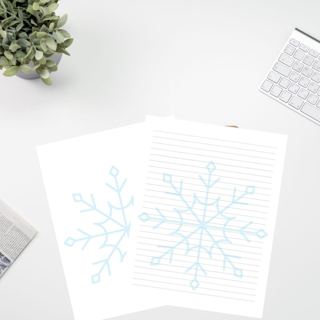 Winter Snowflake Lined Printable Letter Writing Paper, 8.5x11, Lined ...