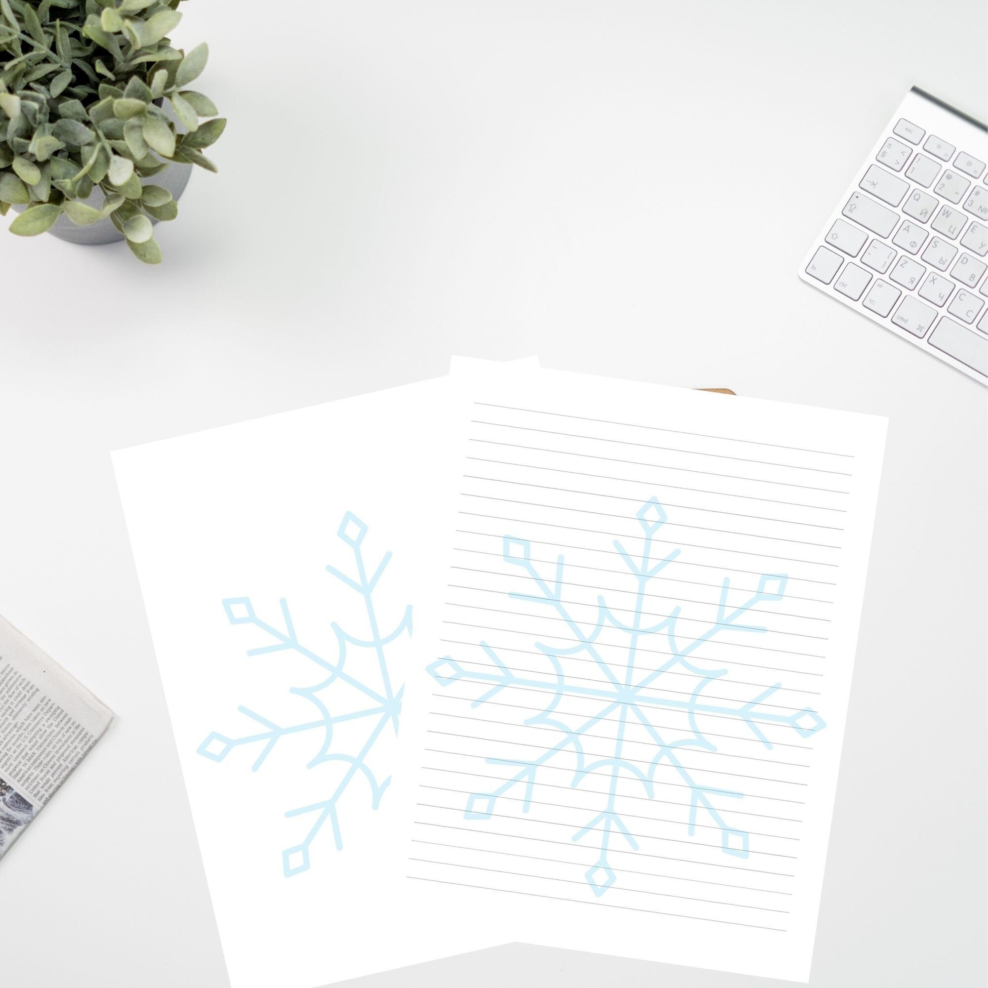 Winter Snowflake Lined Printable Letter Writing Paper, 8.5x11, Lined ...
