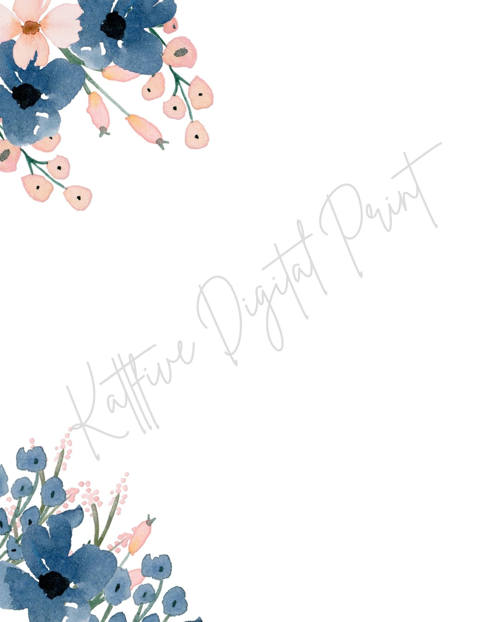 Minimalist Floral Lined Printable Letter Writing Paper, 8.5x11, Lined ...
