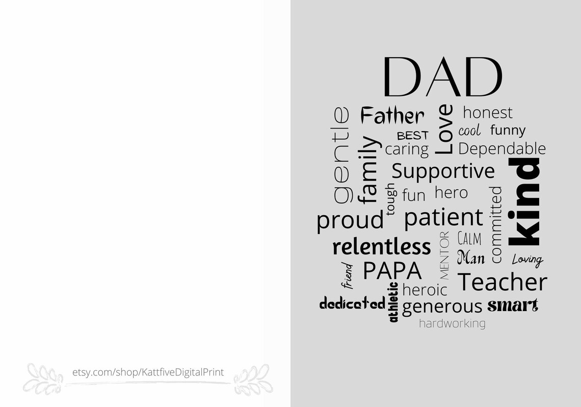 Dad, Father's Day, Digital Birthday Card, Printable Card, Printable Dad ...