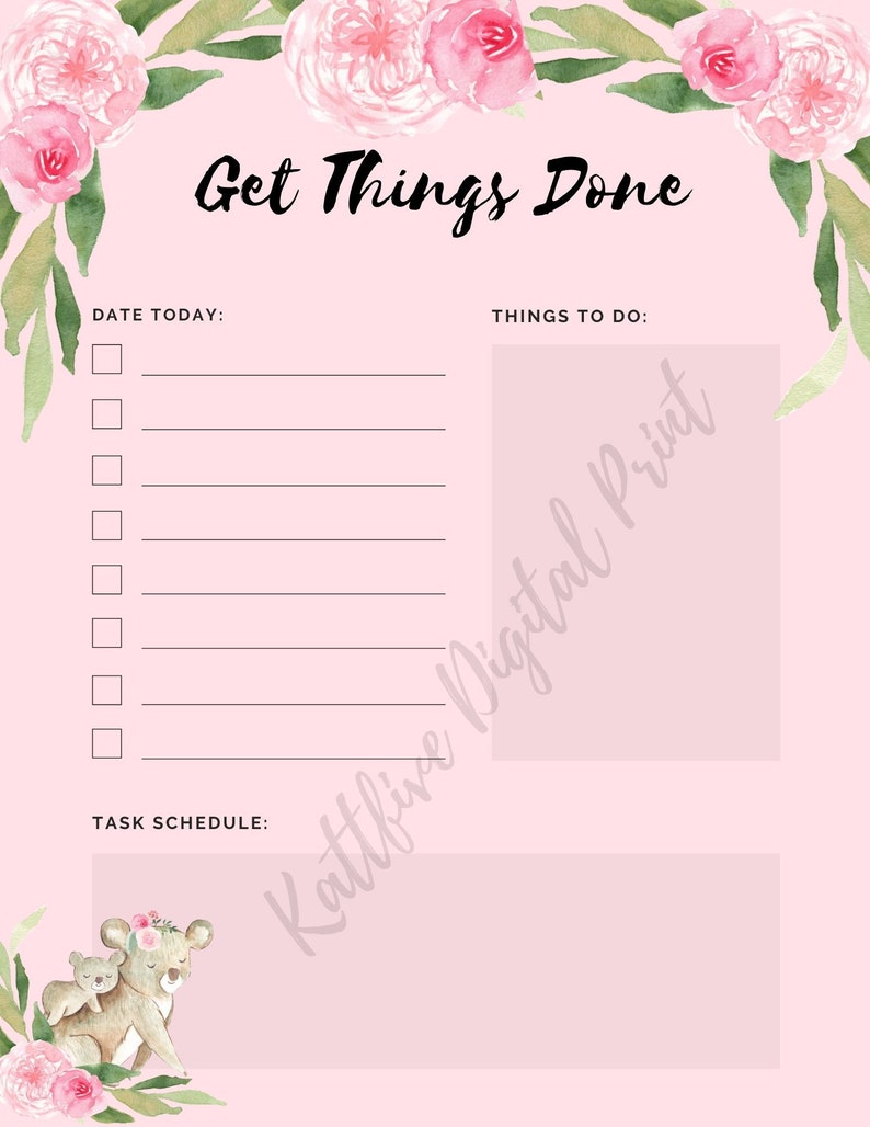Get Things Done Weekly Planner Page | Pretty Simple Floral Themed ...