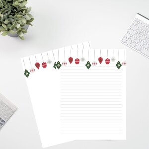 Christmas Bulbs Lined Printable Letter Writing Paper, 8.5x11, Lined ...