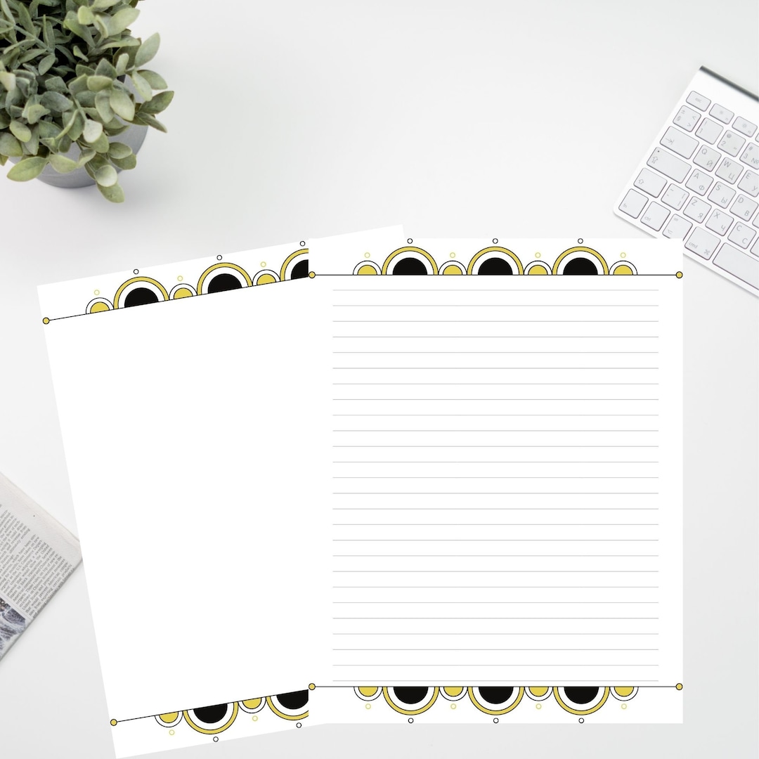 Geometric Bold Lines Lined Printable Letter Writing Paper, 8.5x11 ...