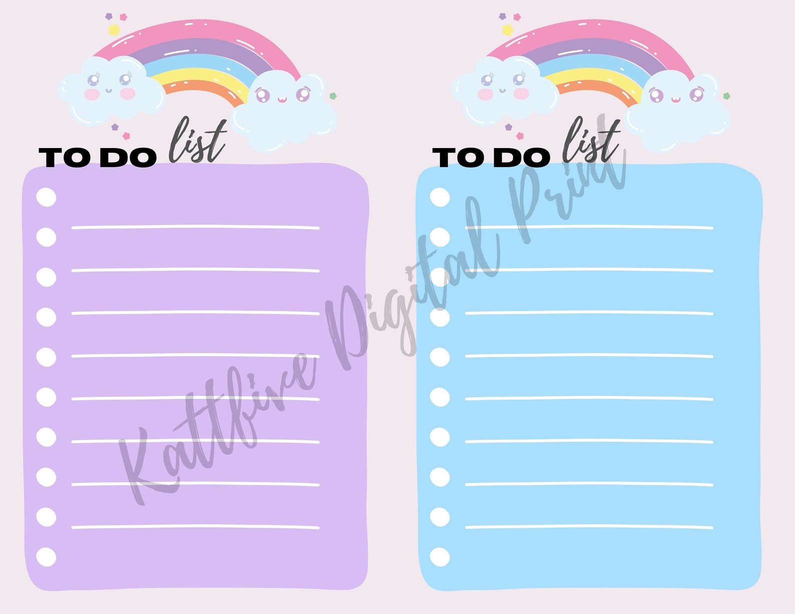 Pastel Rainbow Sakura Style Printable to Do List Digital Download Print ...