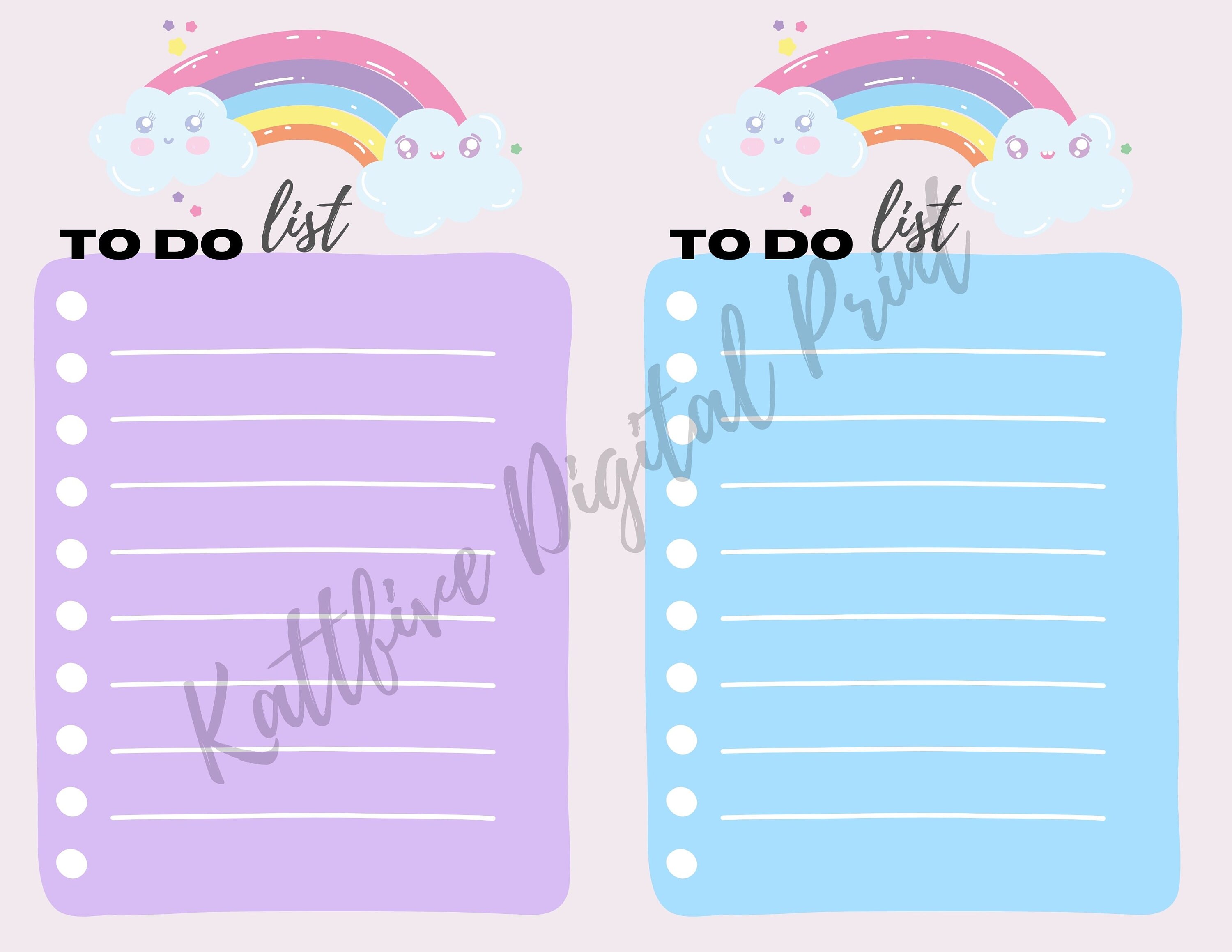 Pastel Rainbow Sakura Style Printable to Do List Digital Download Print ...