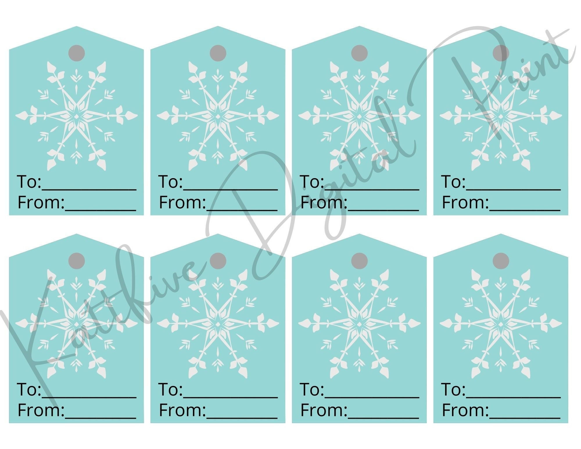 Printable Christmas Tags, Snowflake Themed. To/from Tags for Gifts ...
