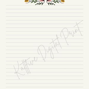 Minimalist Floral Lined Printable Letter Writing Paper, 8.5x11, Lined ...