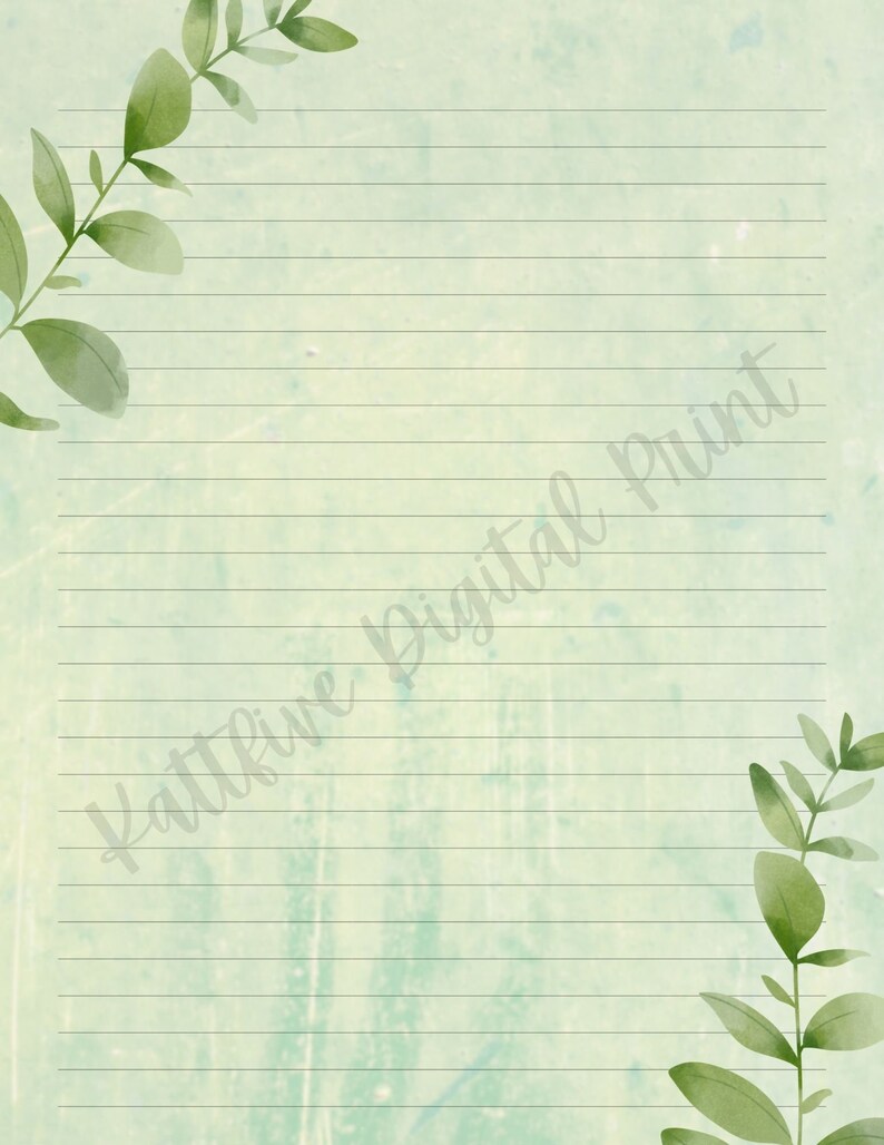 Minimalist Creamy Background With Leaves Lined Printable Letter Writing ...