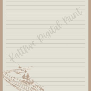 Train Locomotive Printable Letter Writing Paper, 8.5x11, Lined Unlined ...