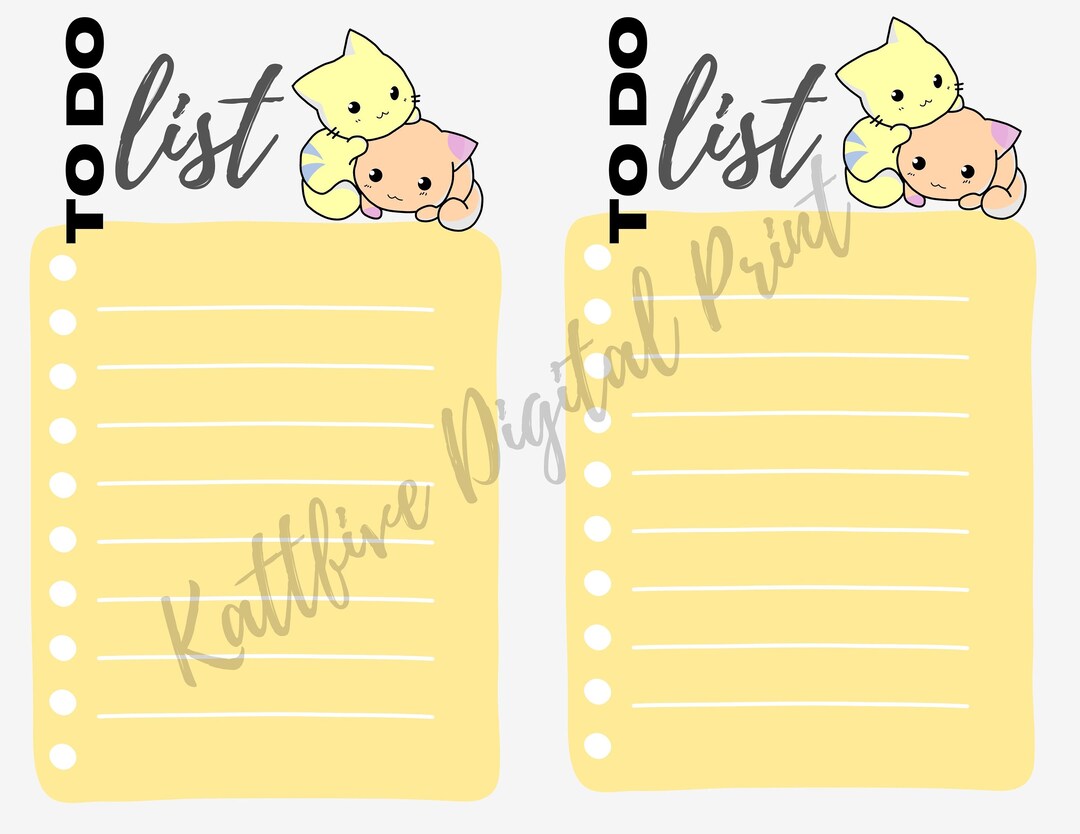 Kitten to Do List Printable to Do List, Digital Download Print as Many ...