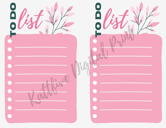 Pink Leafy Printable to Do List Digital Download Print as | Etsy