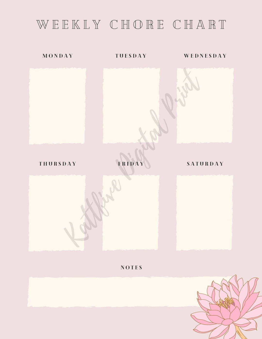 Weekly Chore Chart Planner Page | Pretty Simple Floral Themed Planner ...