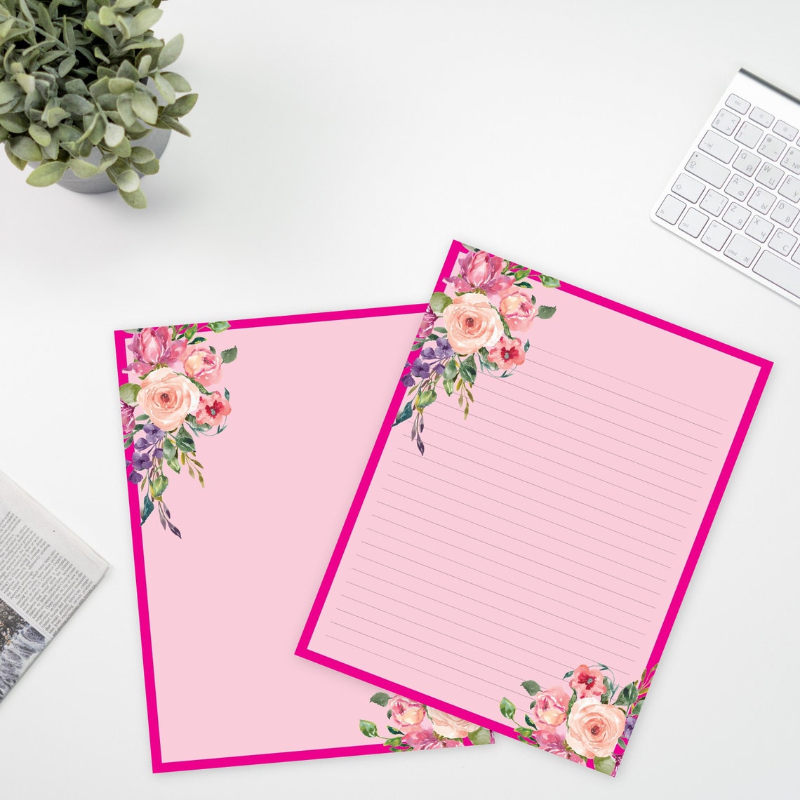 Minimalist Floral Printable Letter Writing Paper 8.5x11 - Etsy