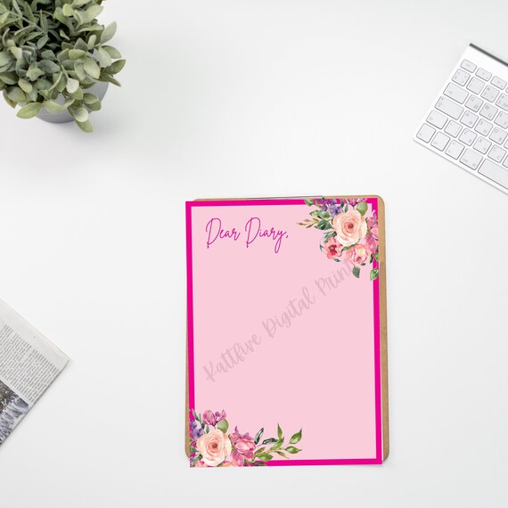 Dear Diary Floral Printable Letter Writing Paper 8.5x11 | Etsy