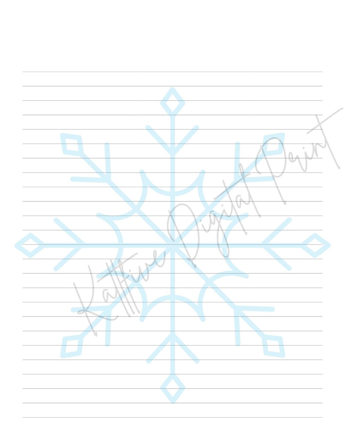 Winter Snowflake Lined Printable Letter Writing Paper, 8.5x11, Lined ...