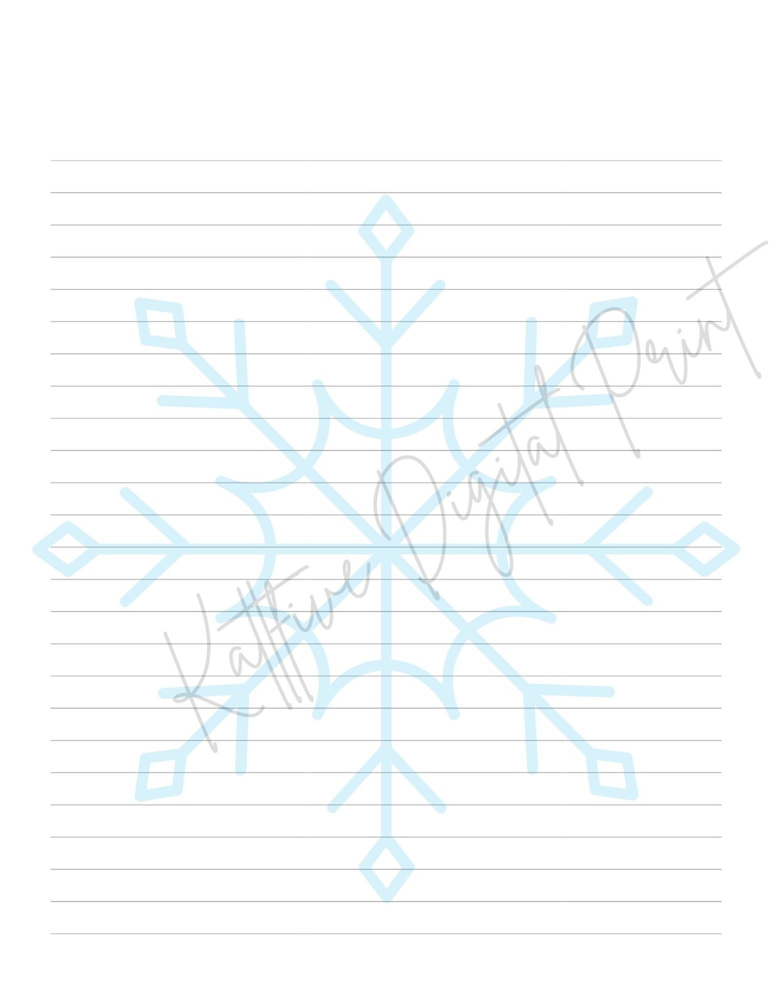 Winter Snowflake Lined Printable Letter Writing Paper, 8.5x11, Lined ...