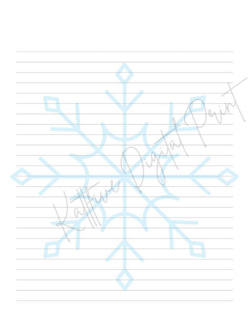 Winter Snowflake Lined Printable Letter Writing Paper, 8.5x11, Lined ...