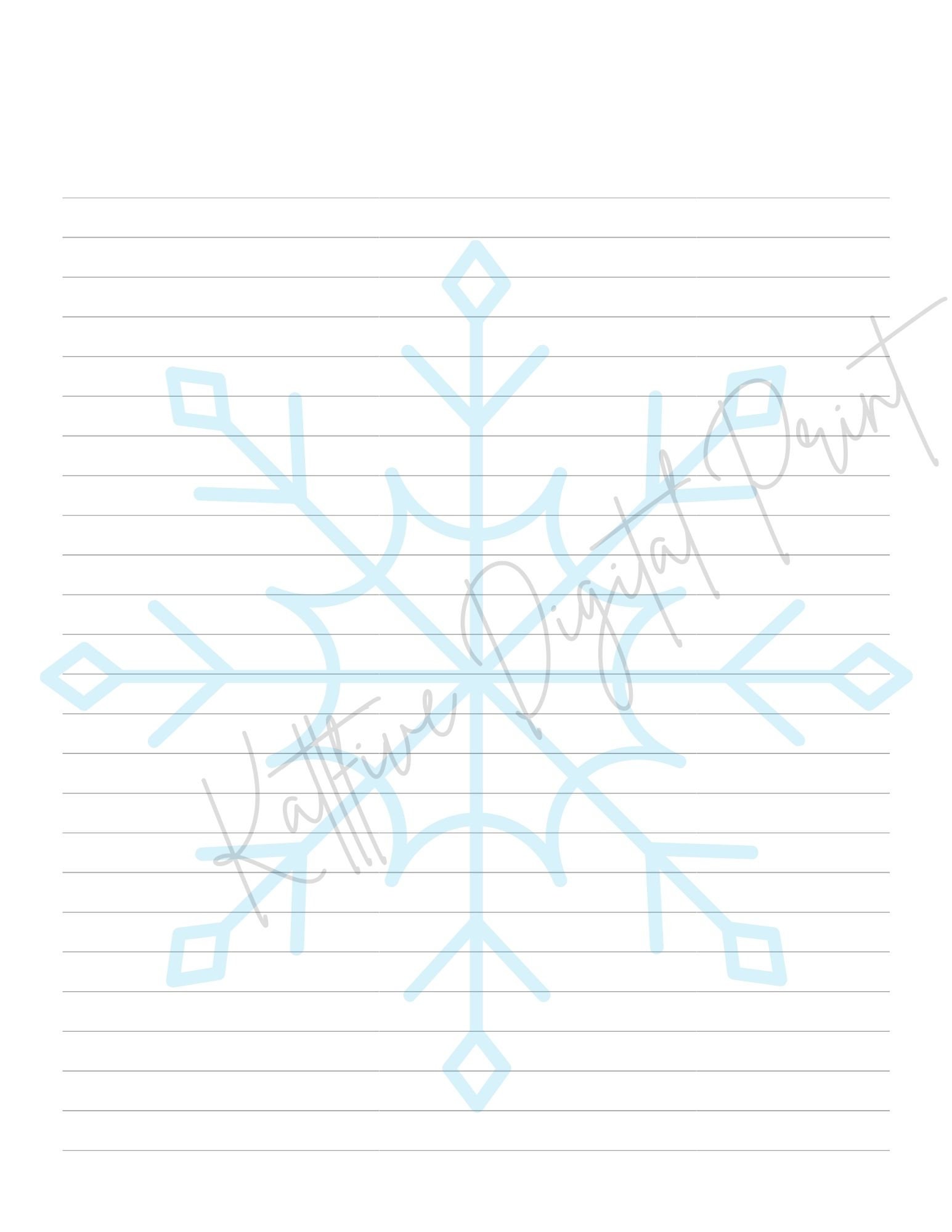 Winter Snowflake Lined Printable Letter Writing Paper, 8.5x11, Lined ...