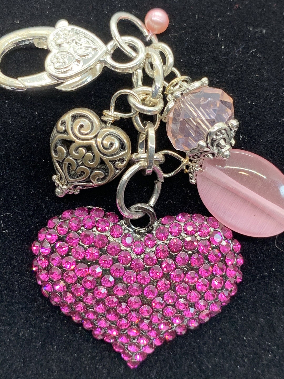 Chunky Charm Pave Pink Heart Zipper Pull - Etsy