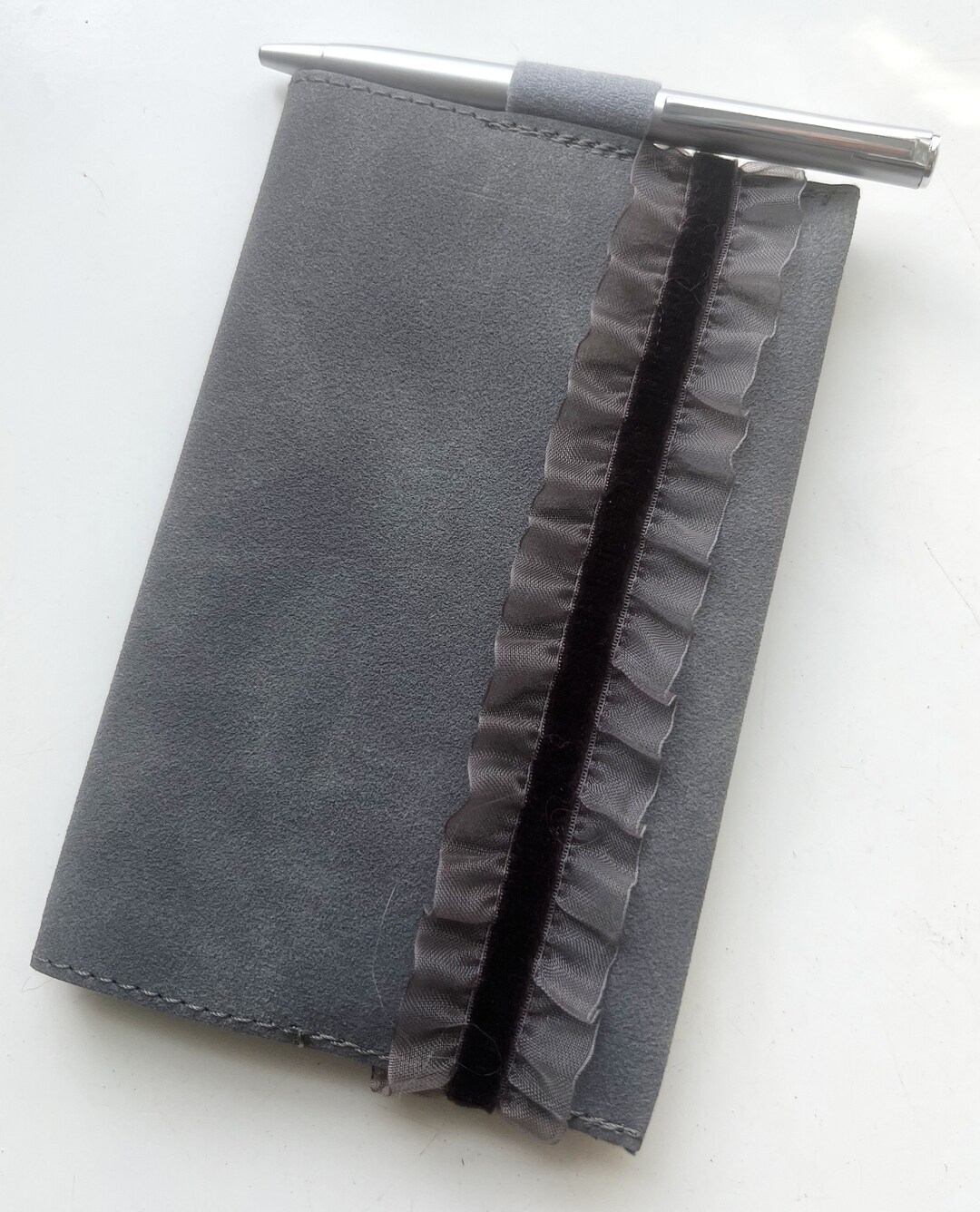Vegan Suede Ruffled Mini Composition Book Cover in Chic Gray With Bonus ...