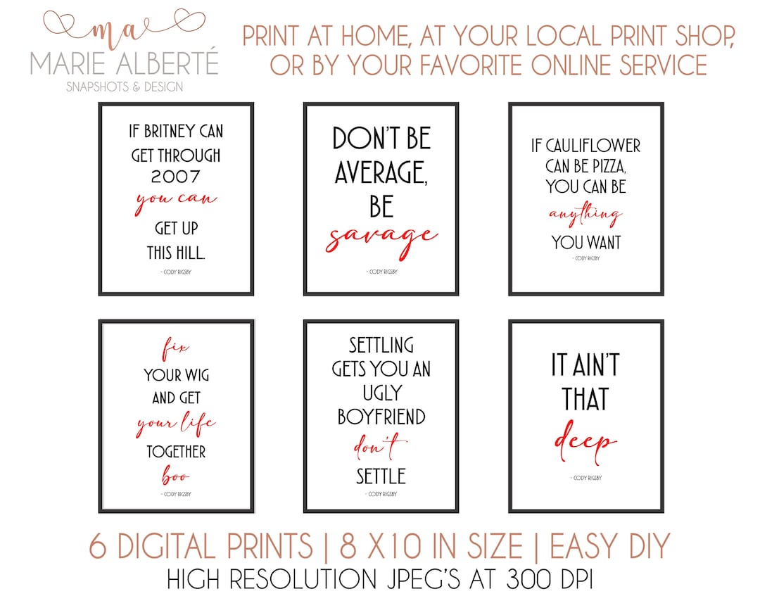 Spin Class Instructor Quotes Package 6 Digital Prints 8x10 Poster Set ...