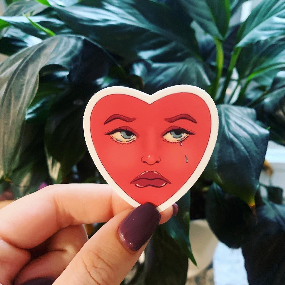 Crying Heart Sticker - Etsy