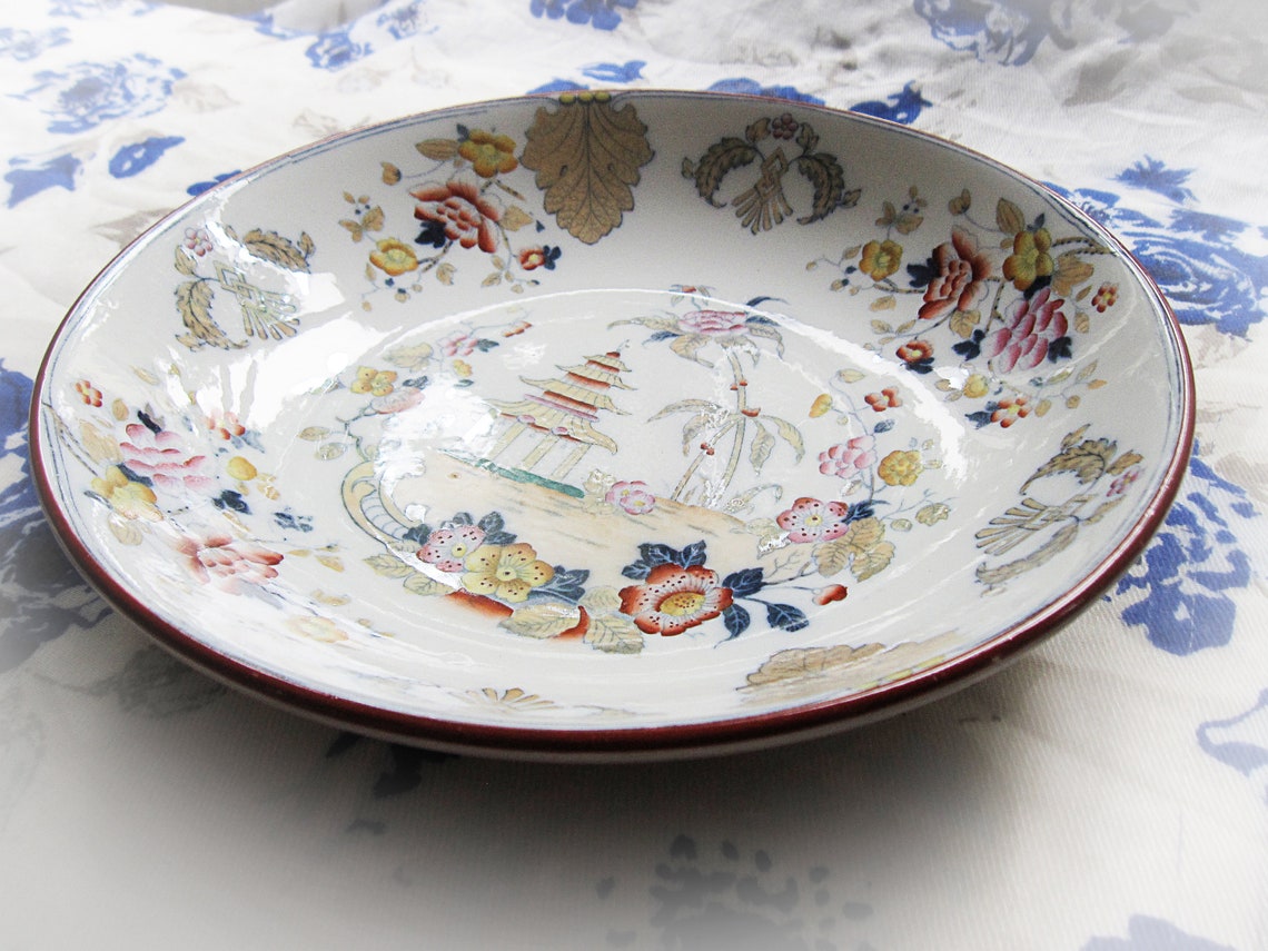Antique Petrus Regout Maastricht Ceramic Bowl, Deep Serving Dish, Vesta ...