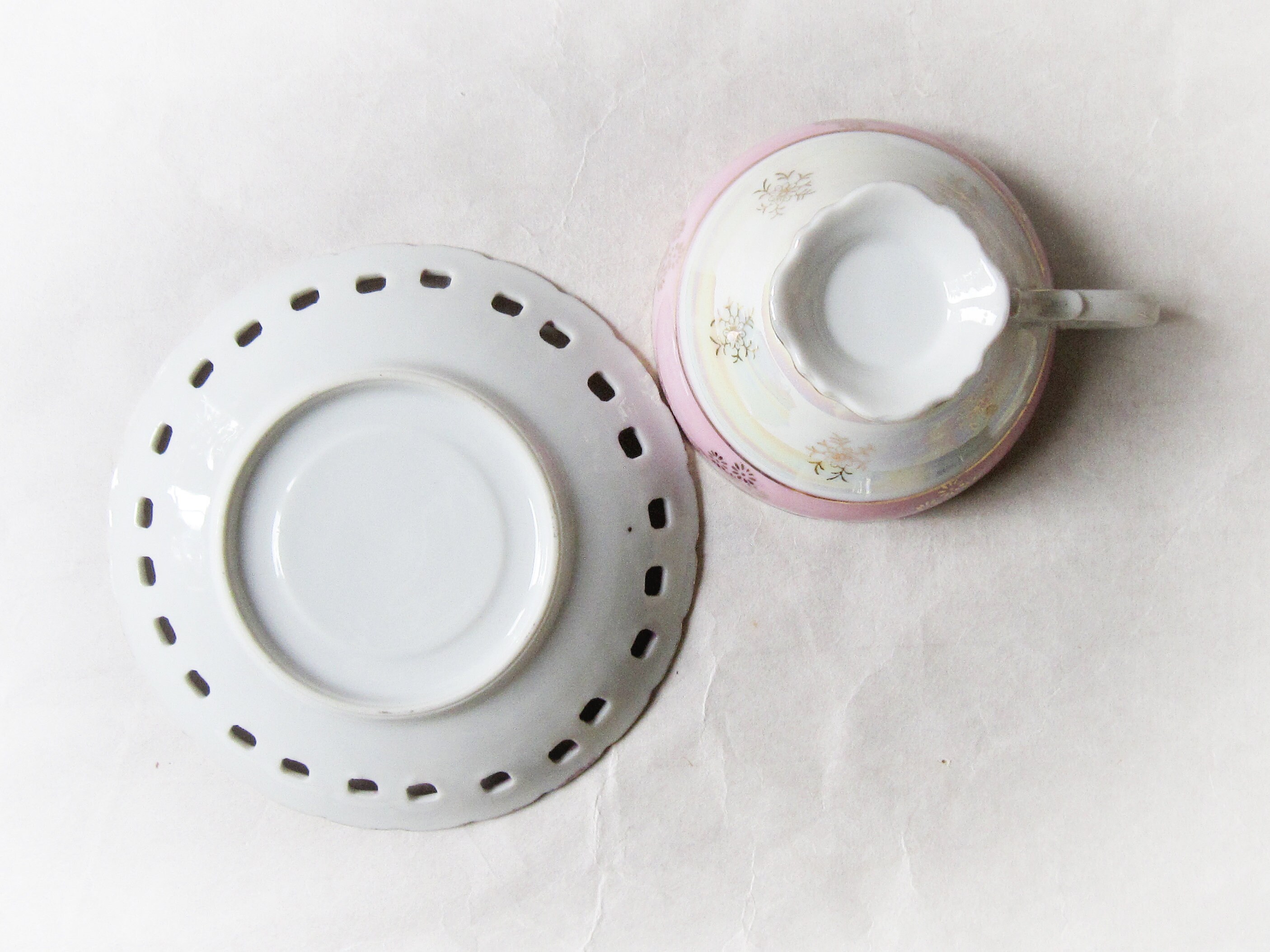 Versailles Porcelain Tea Pair. Footed Teacup Reticulated - Etsy