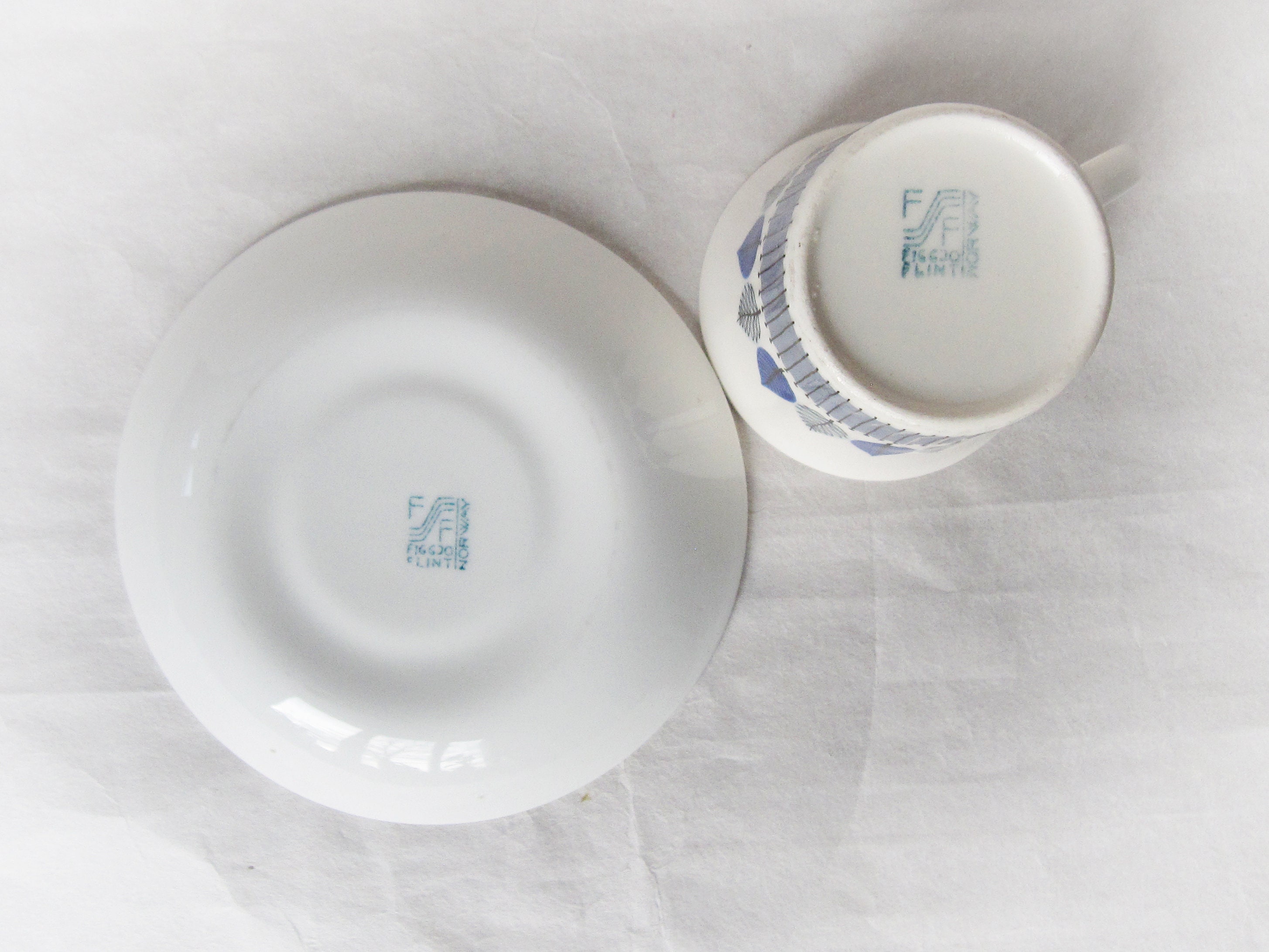 Rare Figgjo Flint Faience Coffee Cup and Saucer. Blue Cadiz Pattern ...