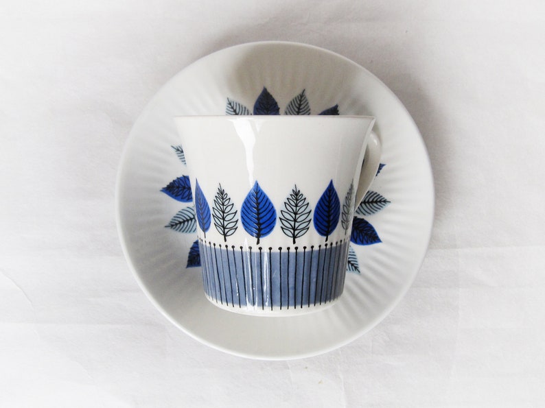 Rare Figgjo Flint Faience Coffee Cup and Saucer. Blue Cadiz Pattern ...