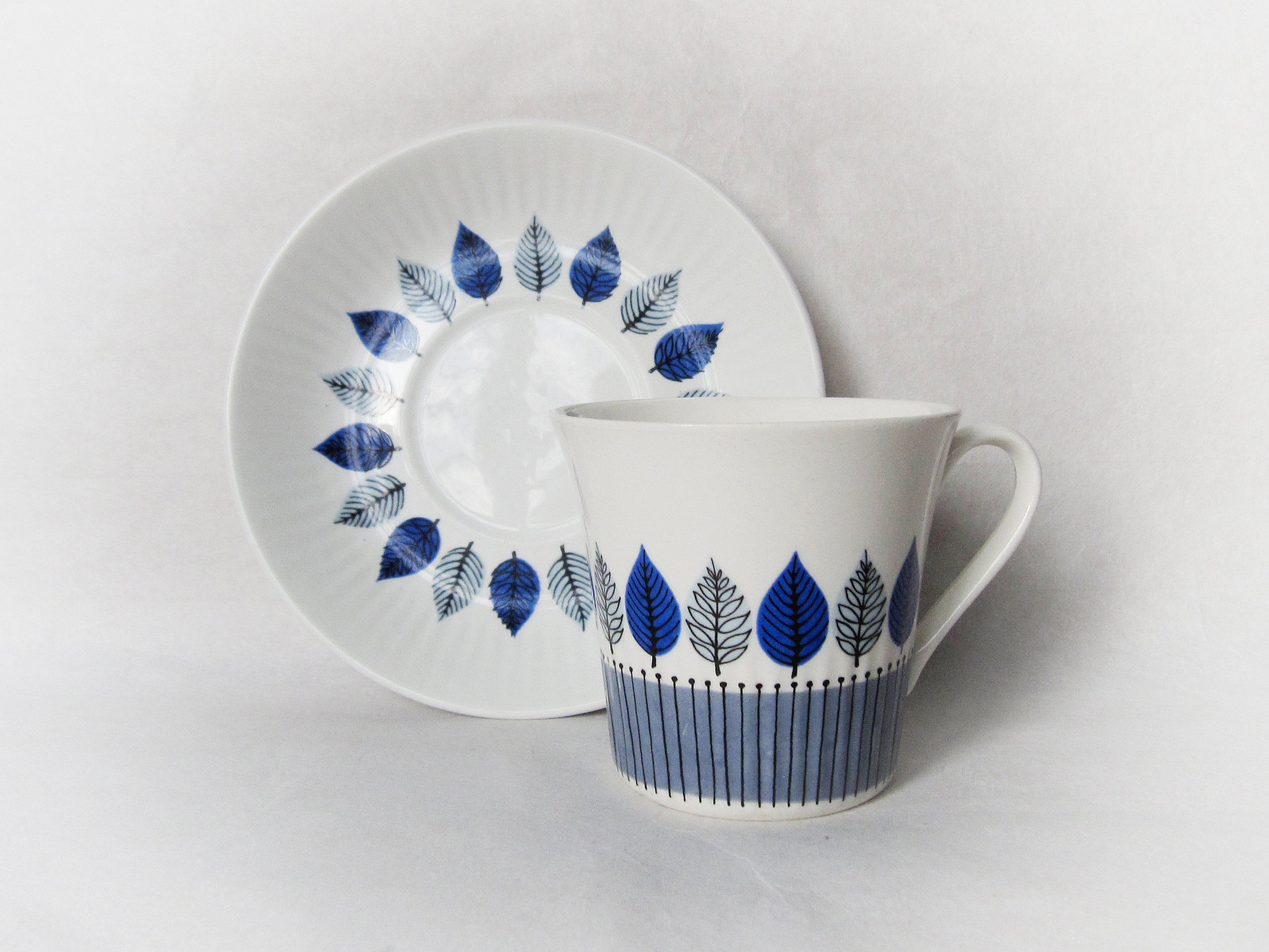 Rare Figgjo Flint Faience Coffee Cup and Saucer. Blue Cadiz Pattern ...