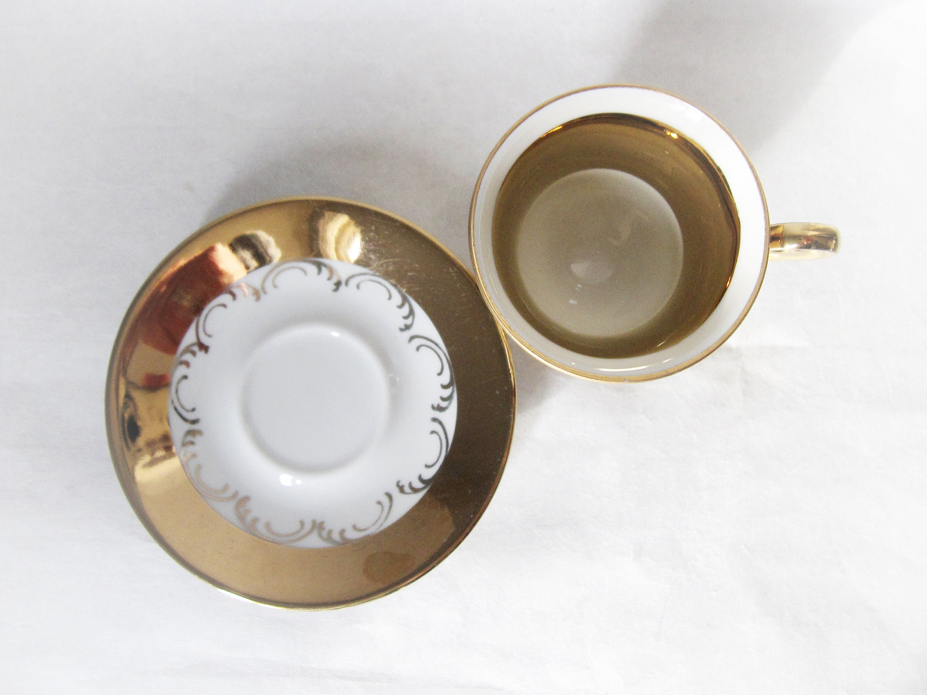 AK Alboth & Kaiser Bavaria 22 Kt Gold Porcelain Espresso Cup and Saucer ...