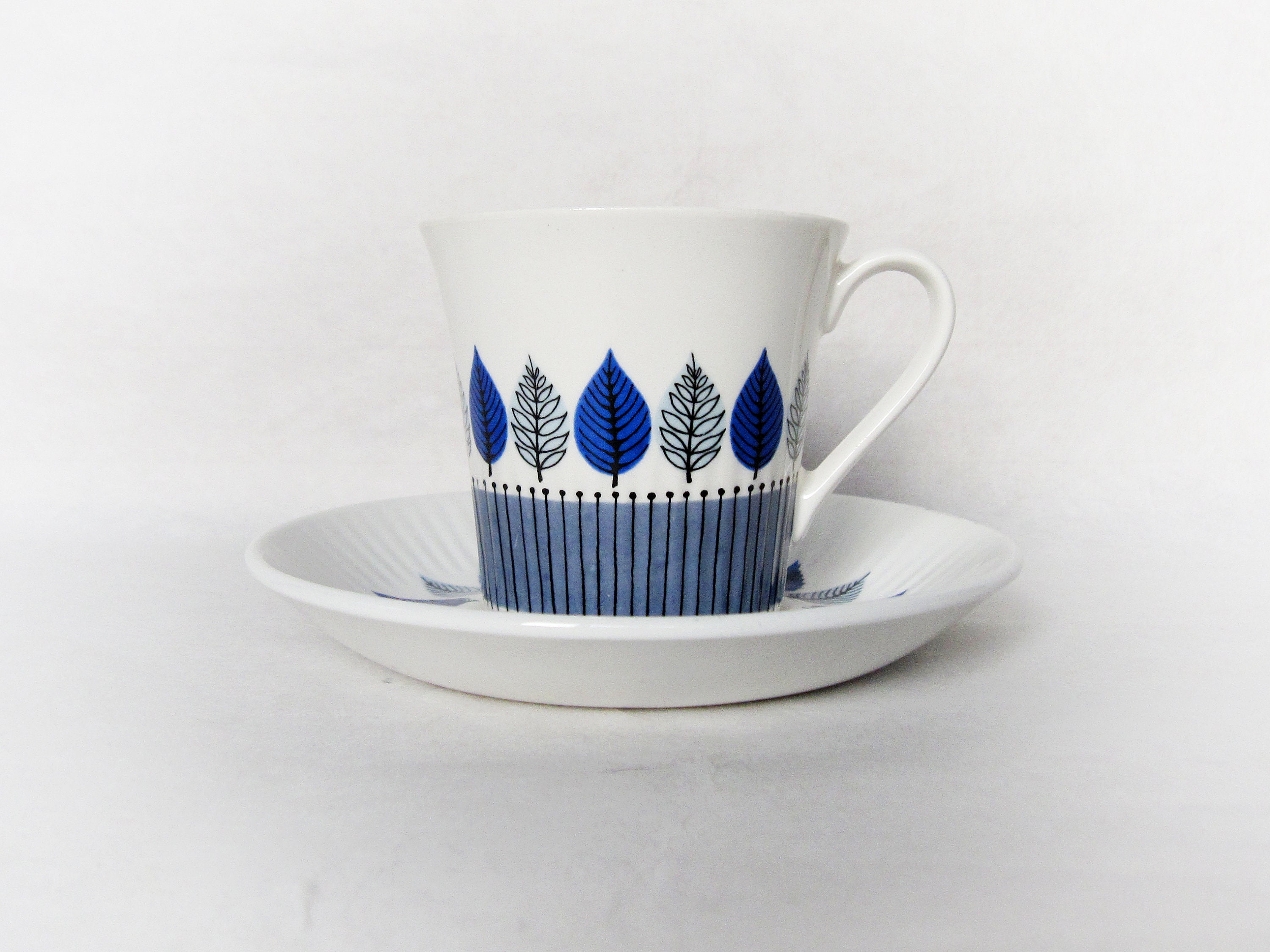 Rare Figgjo Flint Faience Coffee Cup and Saucer. Blue Cadiz Pattern ...