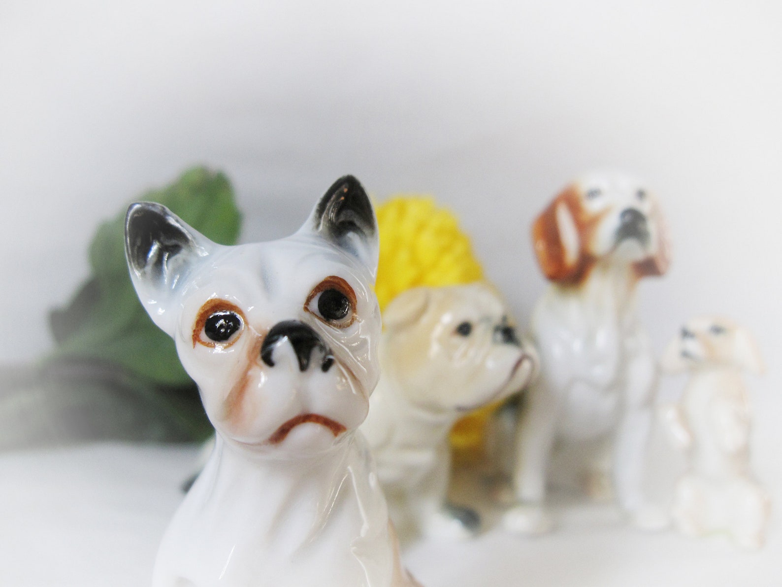 Set of Four Porcelain Dog Figurines. Hand Painted Sculptures. Vintage ...