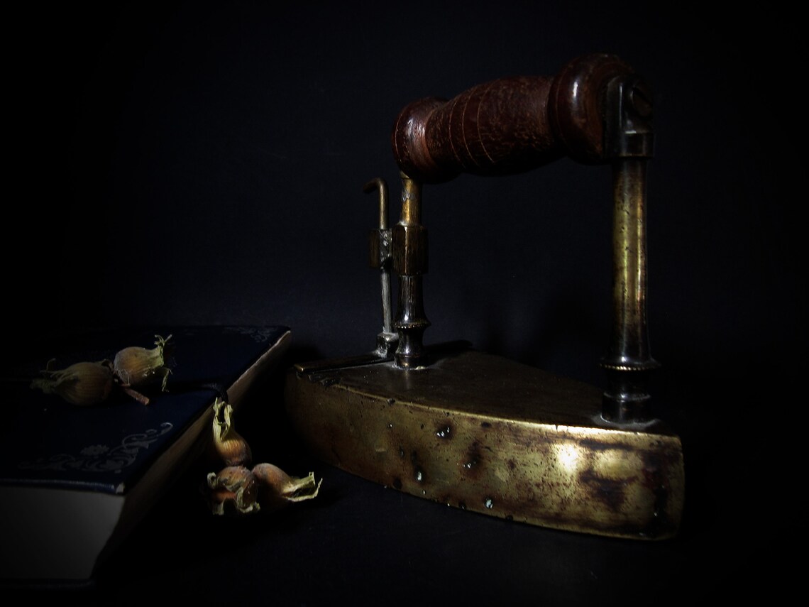 Antique Brass and Copper Small Coal Iron, Flat Iron, Sad Iron. Made in ...