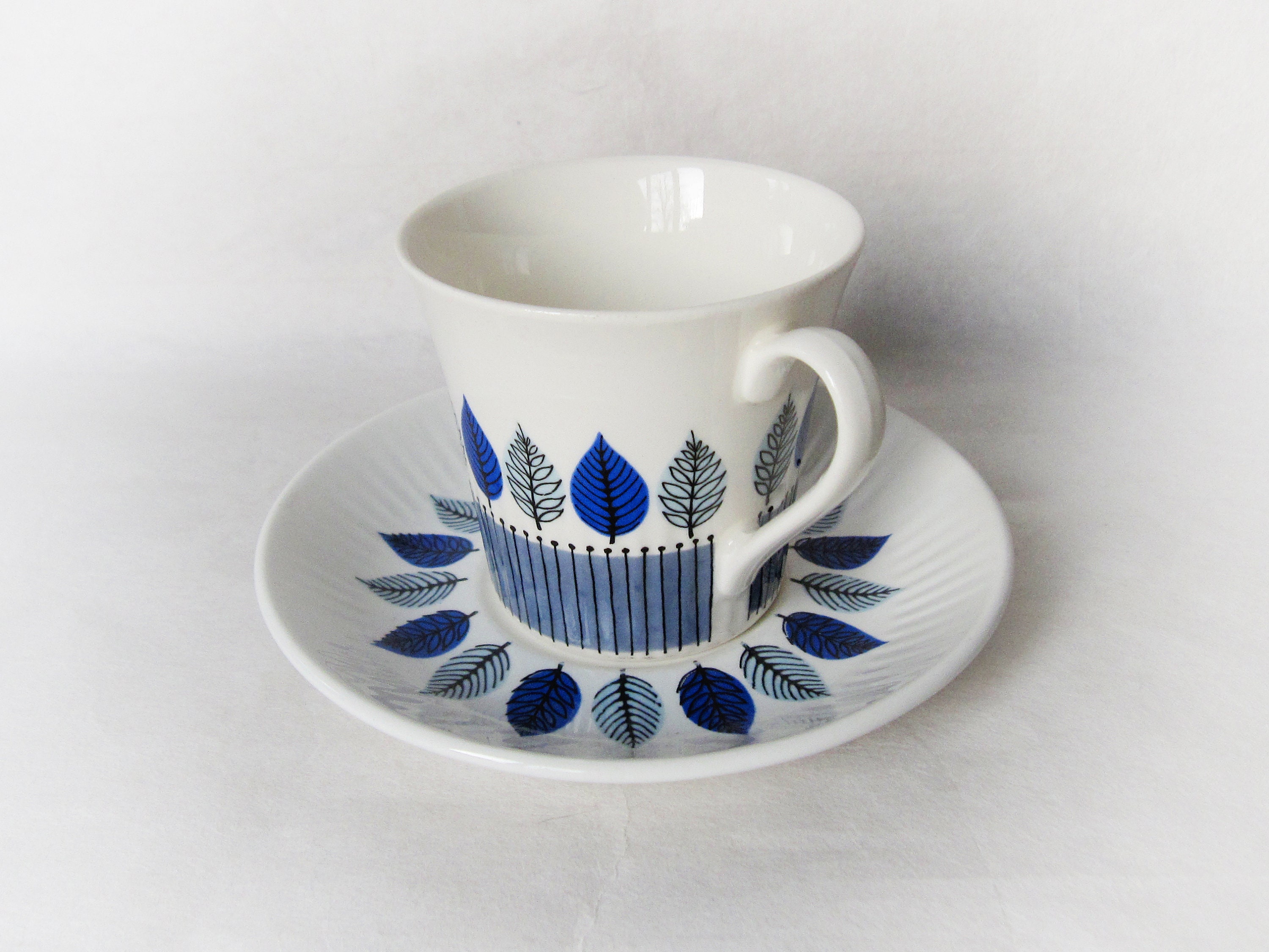 Rare Figgjo Flint Faience Coffee Cup and Saucer. Blue Cadiz Pattern ...