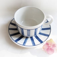Royal Twickel Ter Steege Porcelain Teapot and Teacup. Hand Painted Blue ...