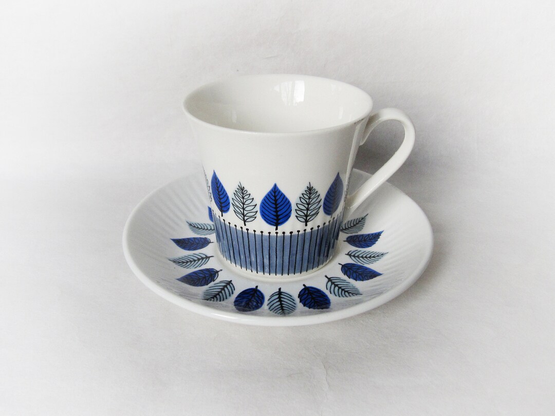 Rare Figgjo Flint Faience Coffee Cup and Saucer. Blue Cadiz Pattern ...