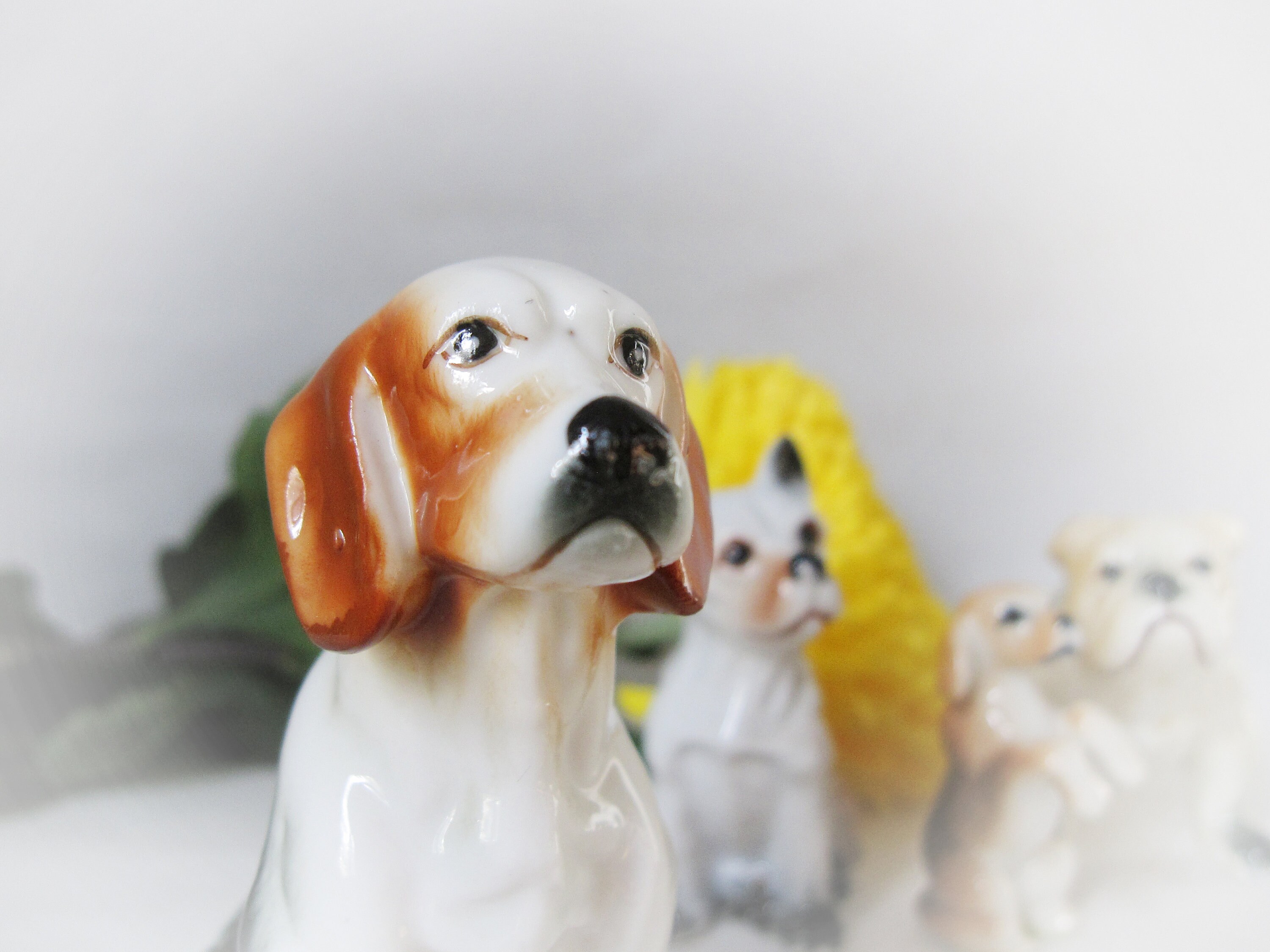 Set of Four Porcelain Dog Figurines. Hand Painted Sculptures. Vintage ...