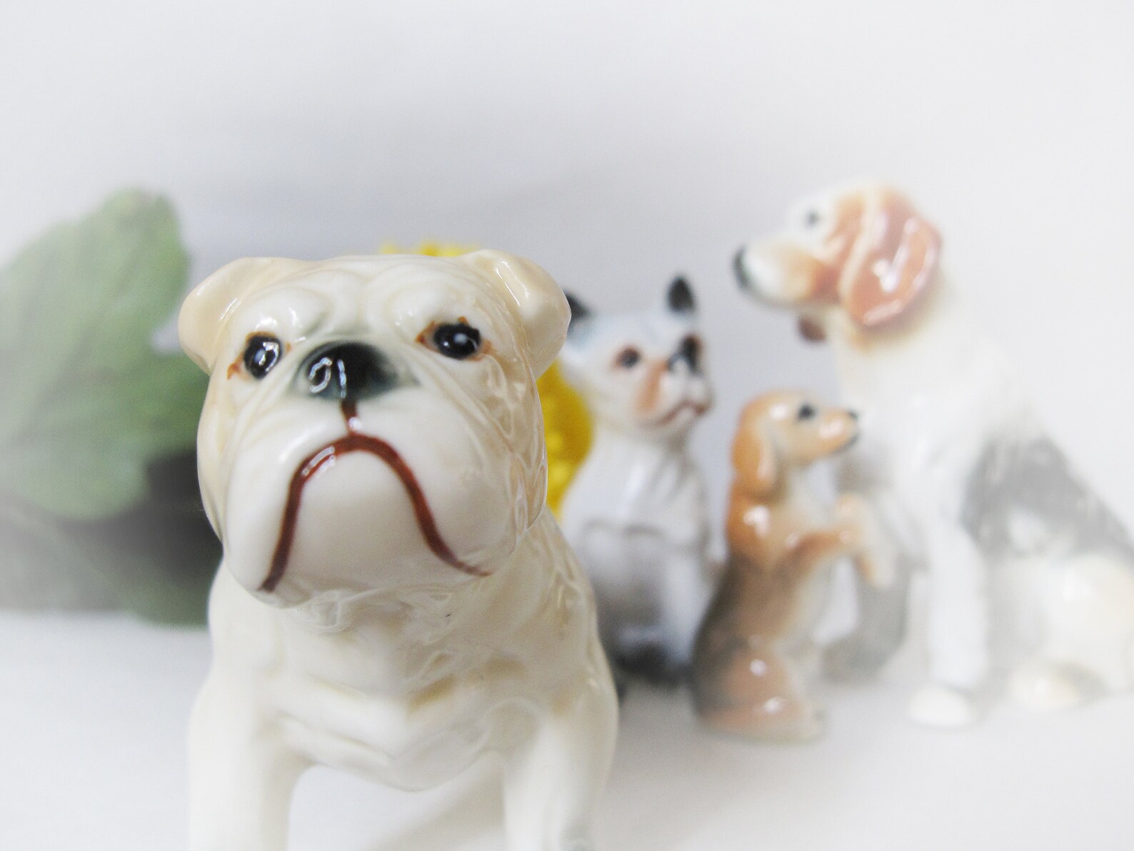 Set of Four Porcelain Dog Figurines. Hand Painted Sculptures. Vintage ...