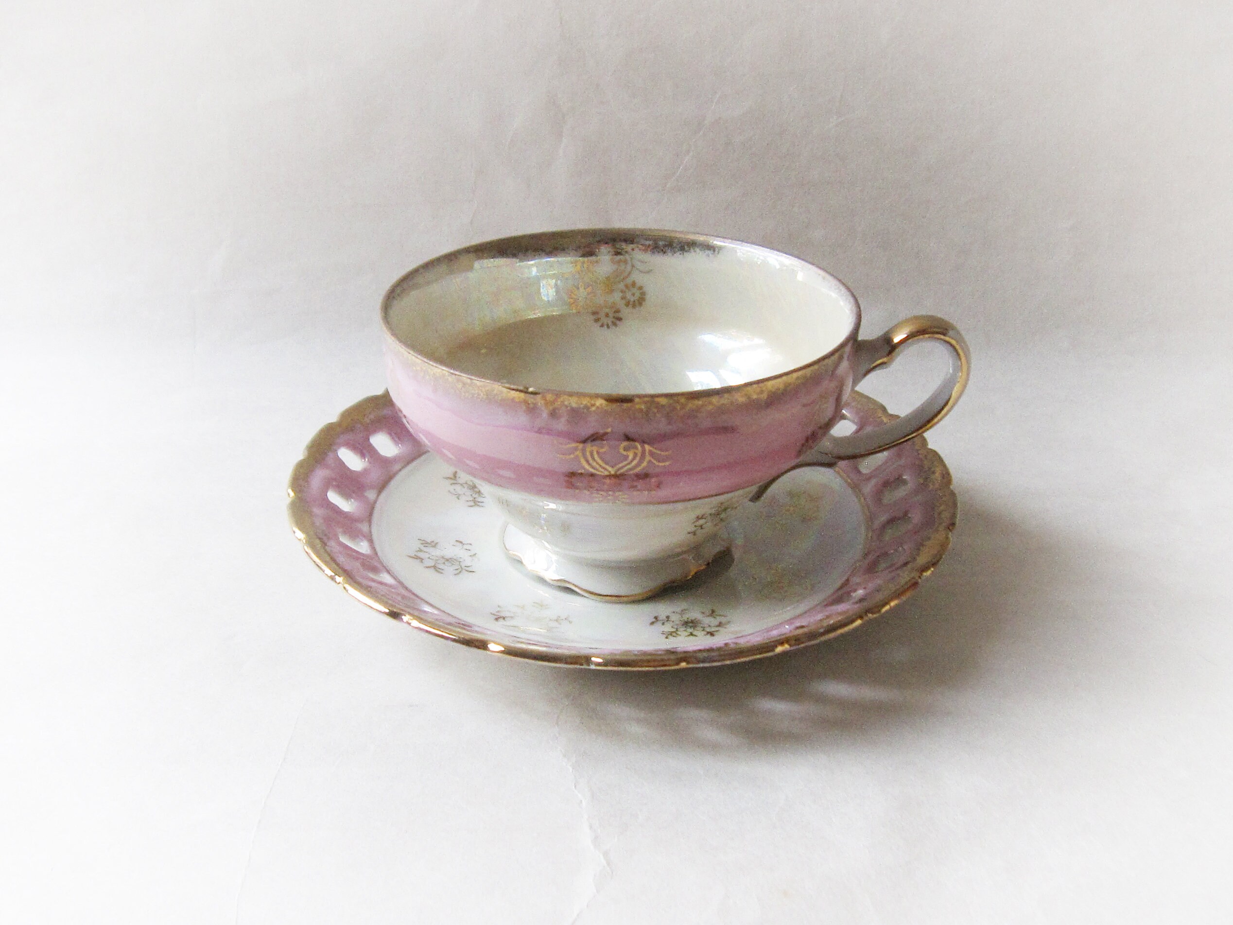 Versailles Porcelain Tea Pair. Footed Teacup Reticulated - Etsy