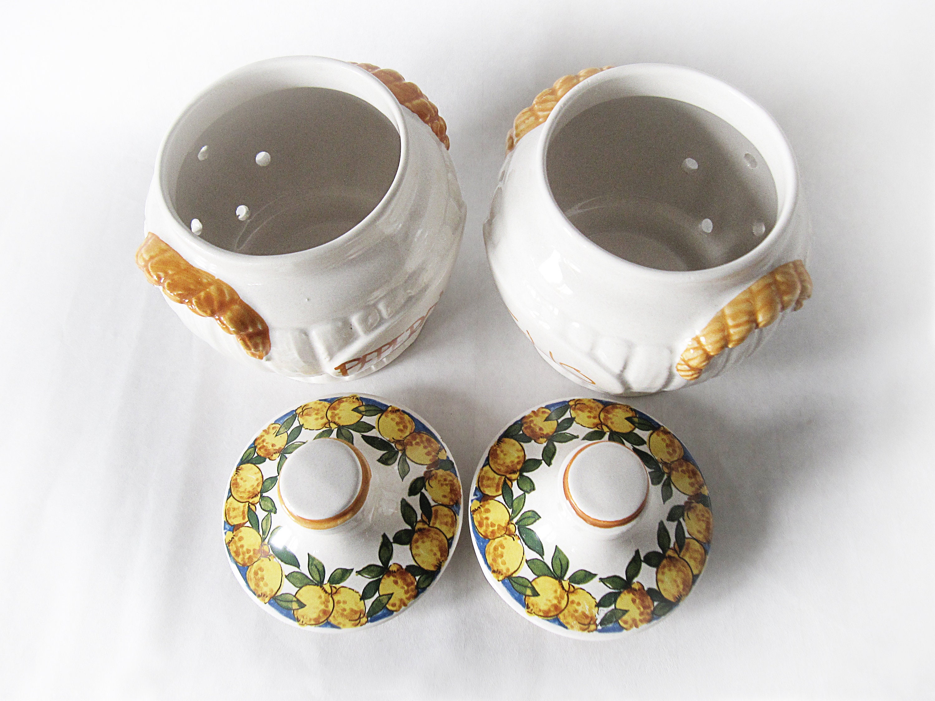 Set of Vintage Kitchen Jars for Chili Peppers and Garlic. Italian ...