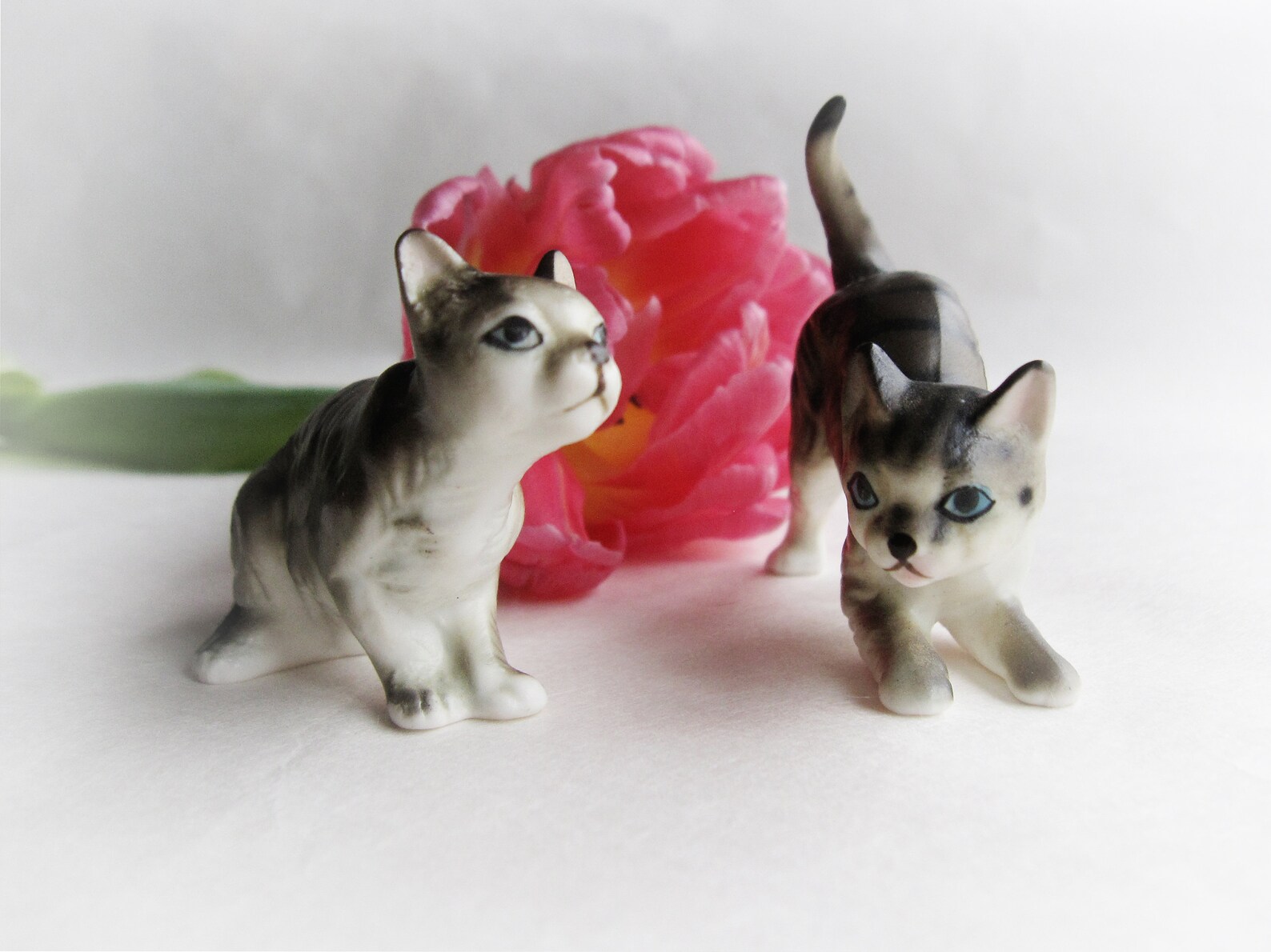 Bone China Japan Set of Two Miniature Tabby Cat Figurines. - Etsy
