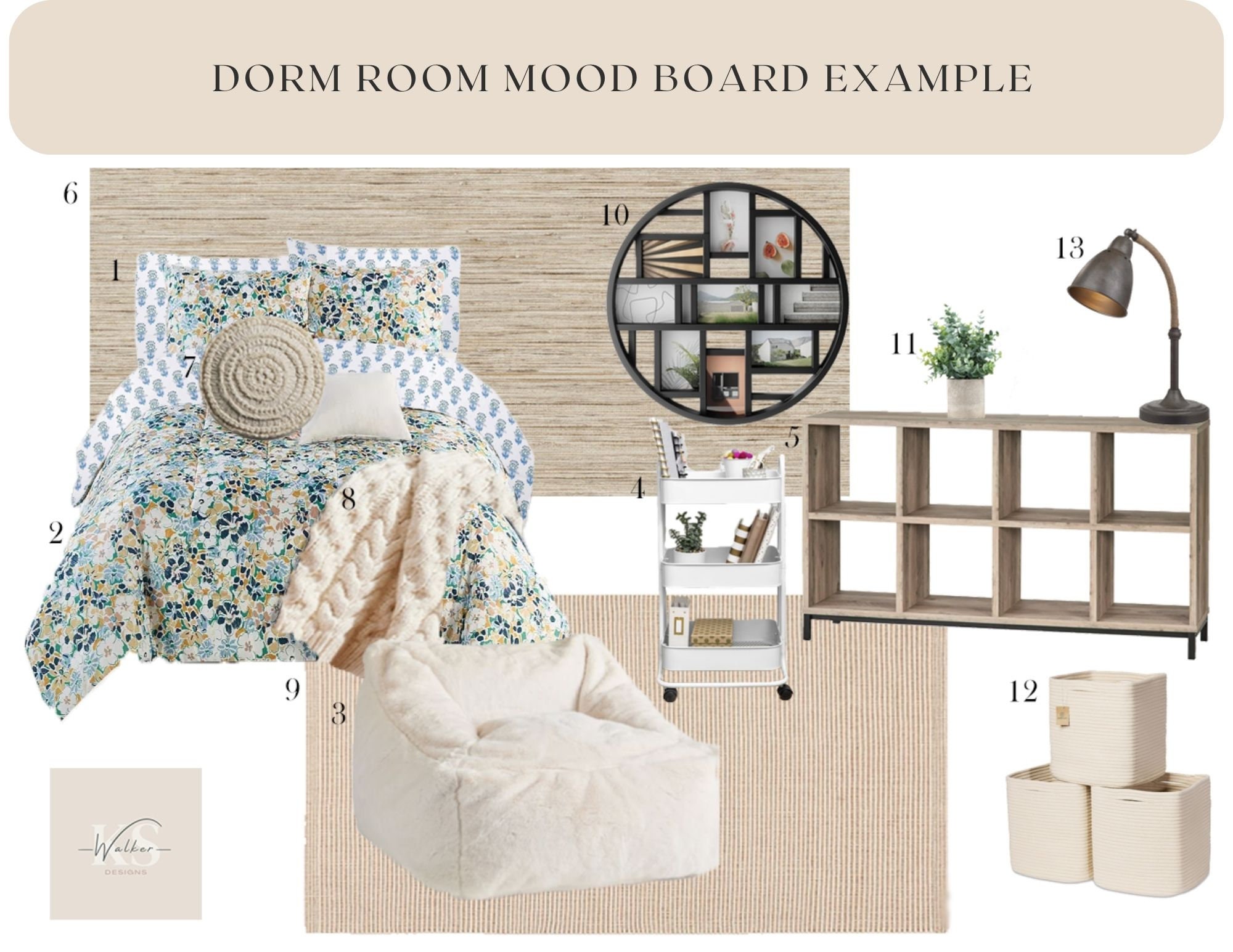 Custom Interior Design_ Dorm Room_ Digital Design_ Mood Board_ - Etsy