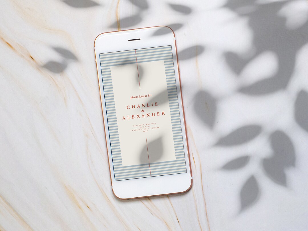 Plantilla de invitación rayada Descarga digital - Etsy México