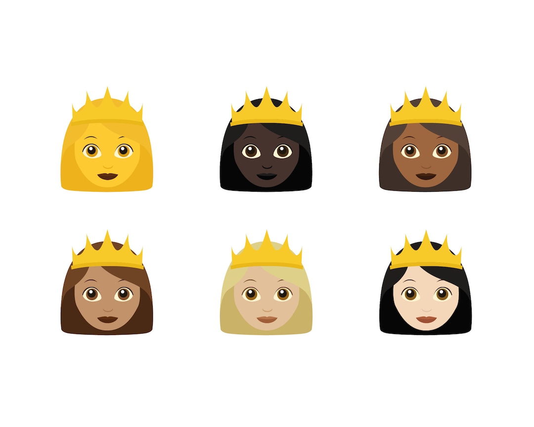 Vector Set of Princess Emoji With Skintones - Svg, Jpg, Png, Eps - Etsy