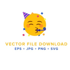 Party Face Emoji Vector - Eps, Png, Svg, Jpg - Illustration Drawing ...