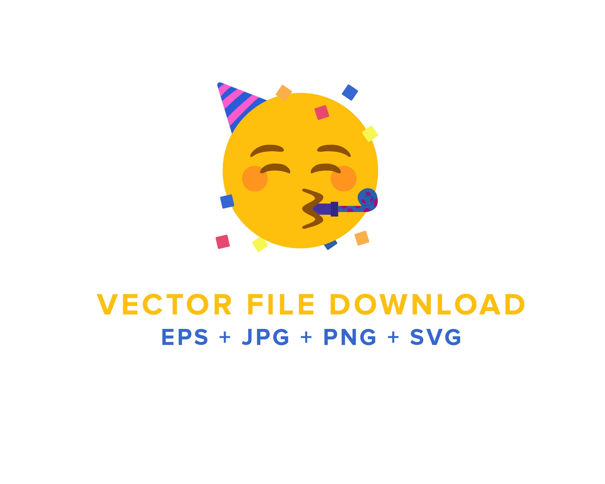 Party Face Emoji Vector - Eps, Png, Svg, Jpg - Illustration Drawing ...